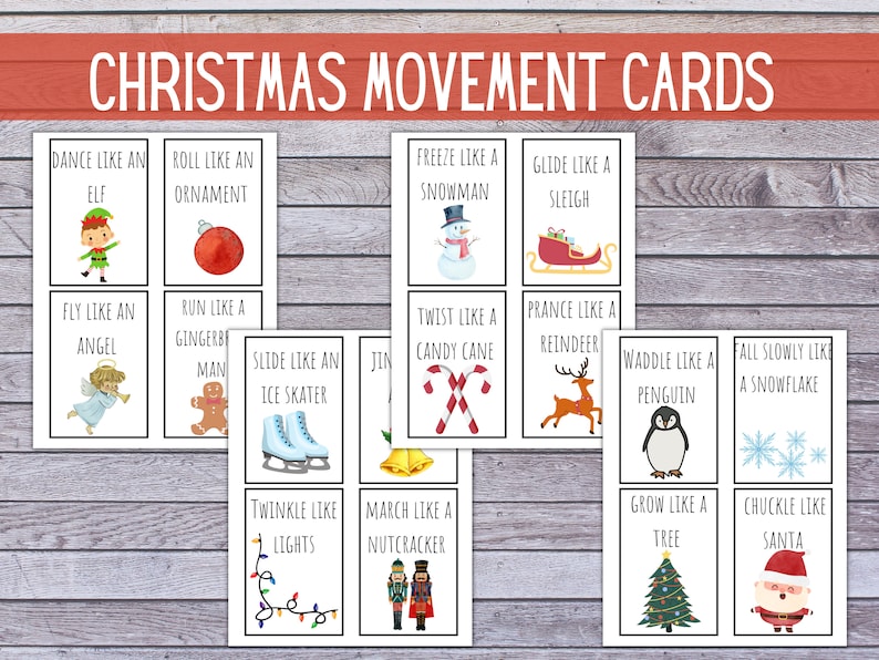 Christmas Movement Cards: Holiday Action Activity (printable) - Etsy