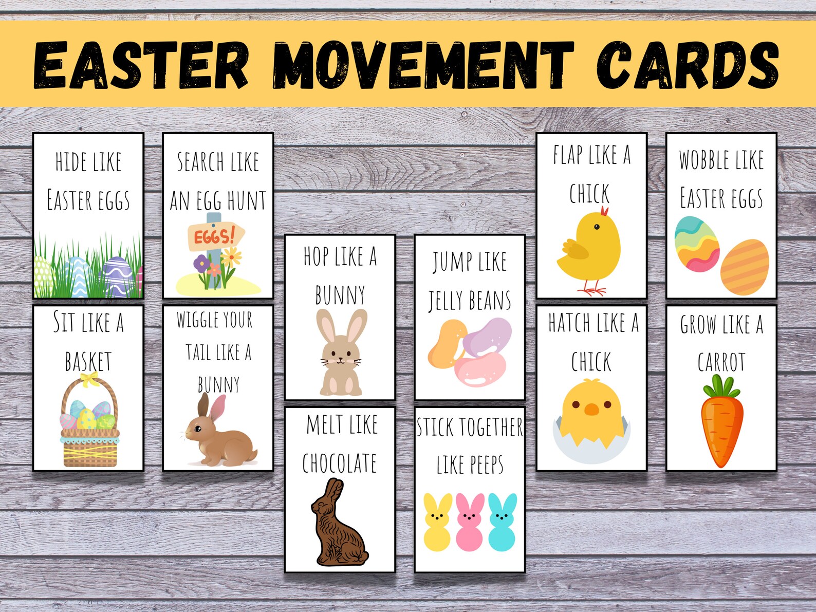 Easter Movement Cards, Movement Activity, Movement Cubes, Action Cards ...