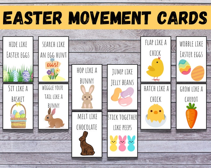 Easter Movement Cards, Movement Activity, Movement Cubes, Action Cards ...