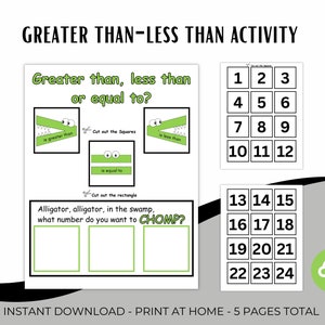 Alligator Number Comparison, Greater Than Less Than Activity, Math ...