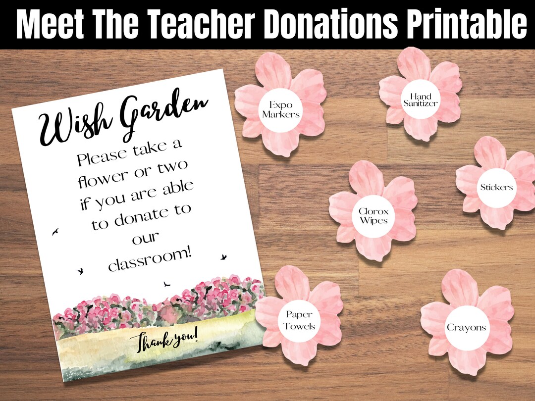 Meet the Teacher Wish Garden Printable: Classroom Donations (PDF) - Etsy