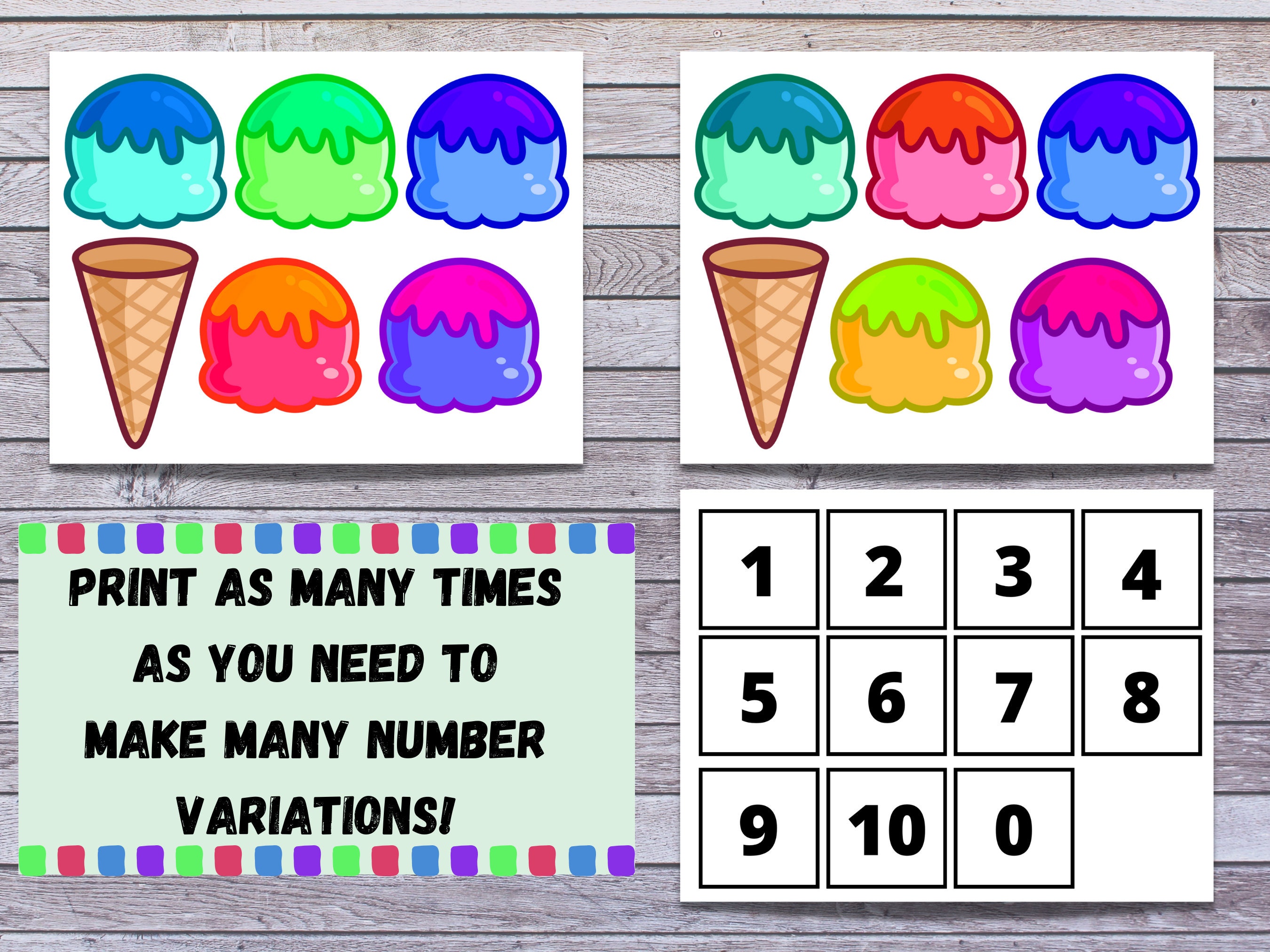 Ice Cream Counting Activity: Toddler Math Game (digital Download) - Etsy