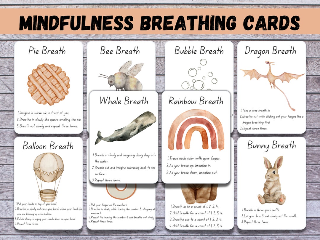 Mindfulness Breathing Exercises Activities for Kids, Breathing Cards ...