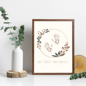 Printable Handprint Art| First Birthday| Baby Keepsakes| Printable Kids ...