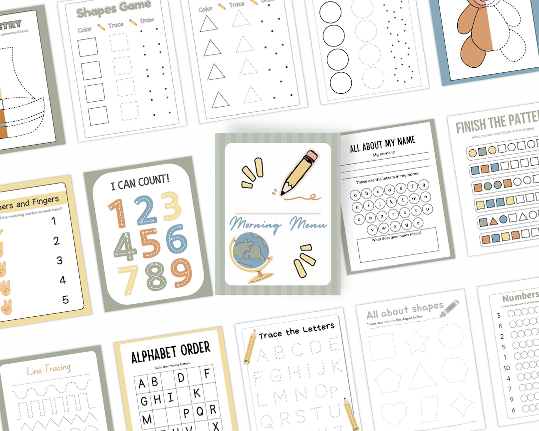 Preschool Morning Menu Bundle, Pre K Printable Worksheets, Kindergarten ...