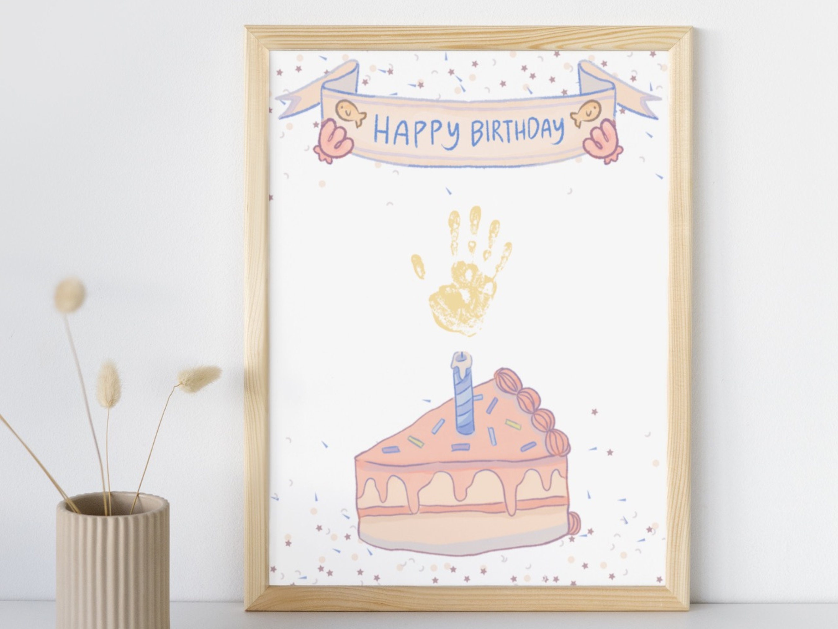 Printable Handprint Art First Birthday Baby Keepsakes - Etsy