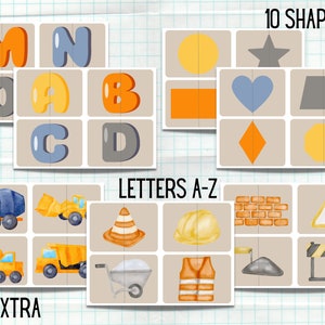 Construction Matching Cards Bundle, Toddler Matching Activity ...