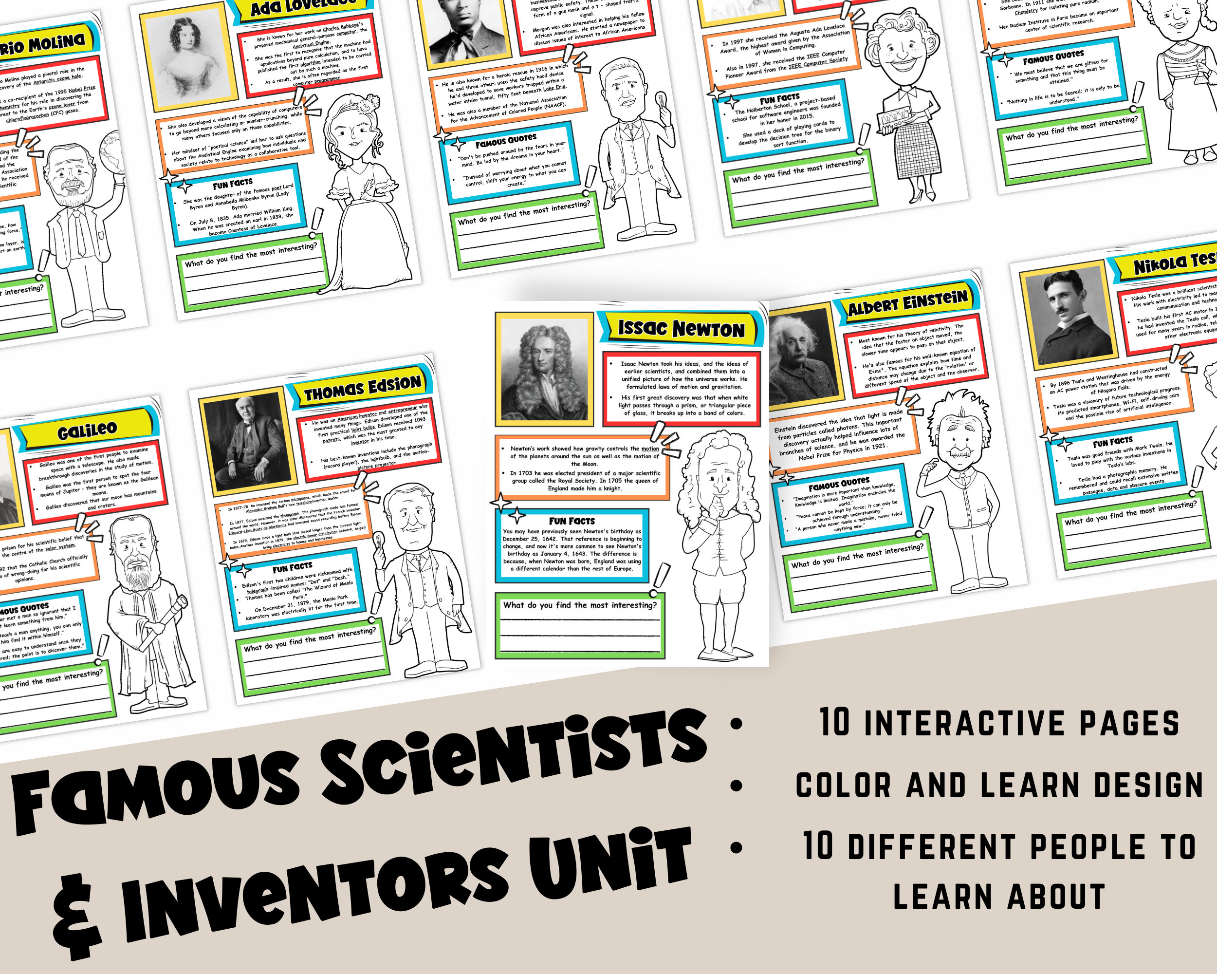 Scientists and Inventors Unit Study: Science STEM Worksheets (PDF) - Etsy