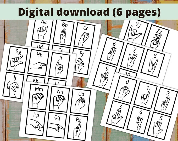 ASL Alphabet Flashcards, American Sign Language Learning, Digital ...