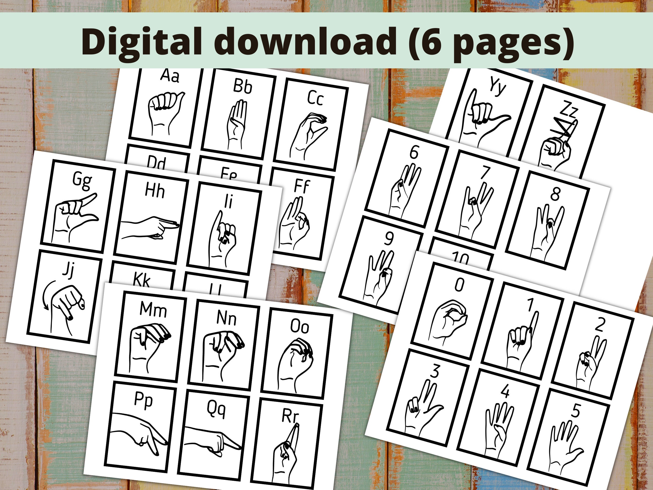 American Sign Language Alphabet-sign Language Flash - Etsy