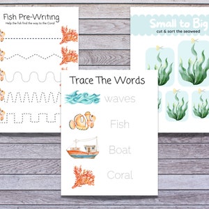 Ocean Themed Preschool/ Kindergarten Learning Bundle, Ocean Printable ...