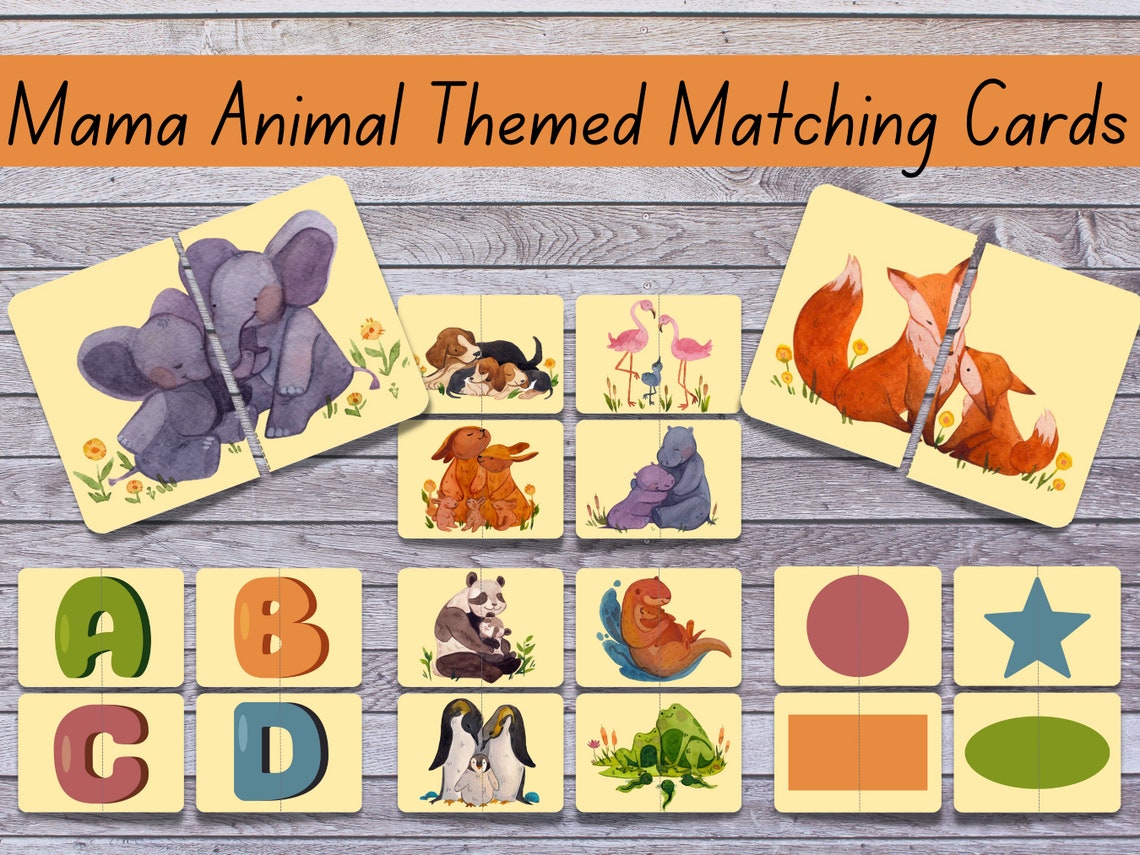 Animal Themed Matching Cards Bundle Toddler Matching - Etsy