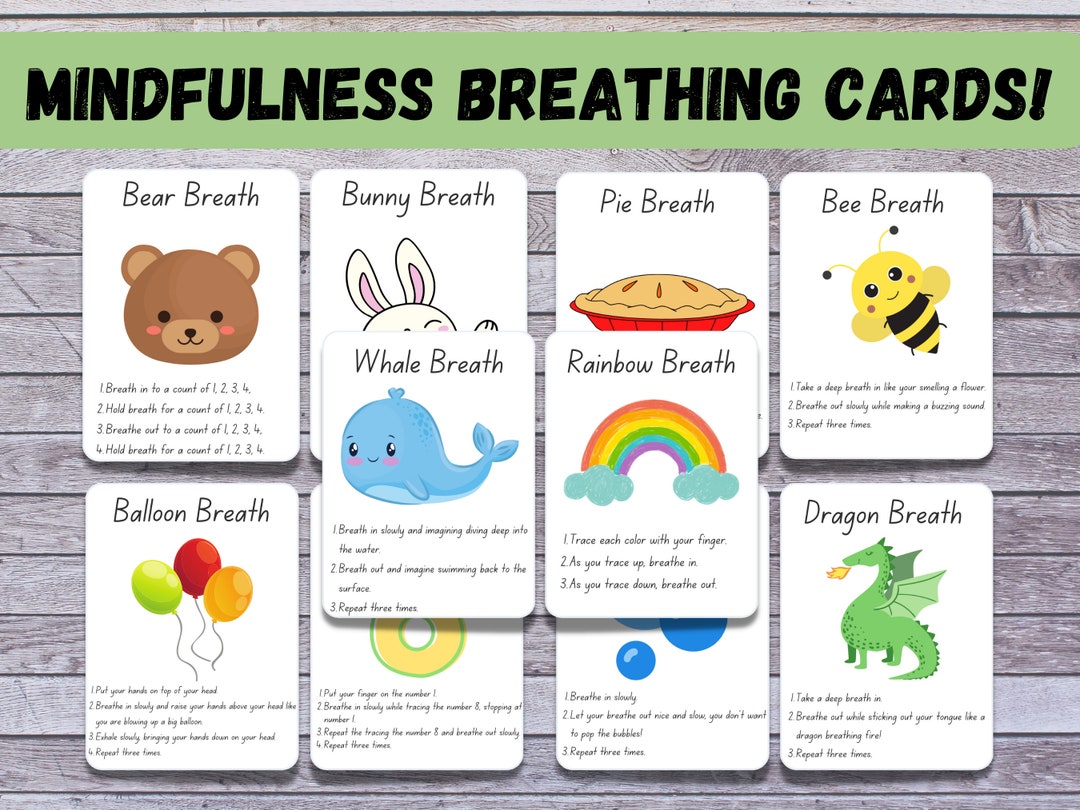 Mindfulness Breathing Exercises Activities for Kids, Breathing Cards ...