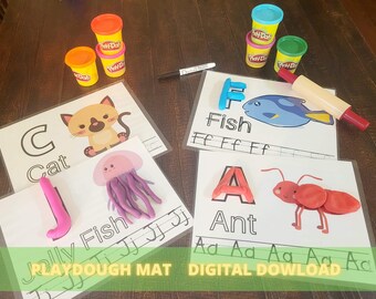 Alphabet Play Dough Mats, ABC Printable Play Doh, Preschool Activities ...