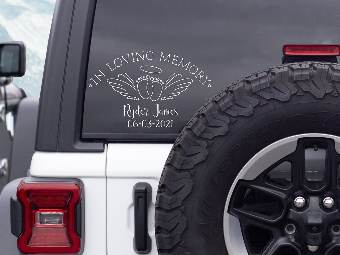 In Loving Memory Decal, Memorial Decal, Angel Wings Decal, Infant Loss ...