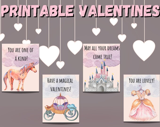 Printable Princess Valentines, Classroom Valentines Day Cards for Kids ...