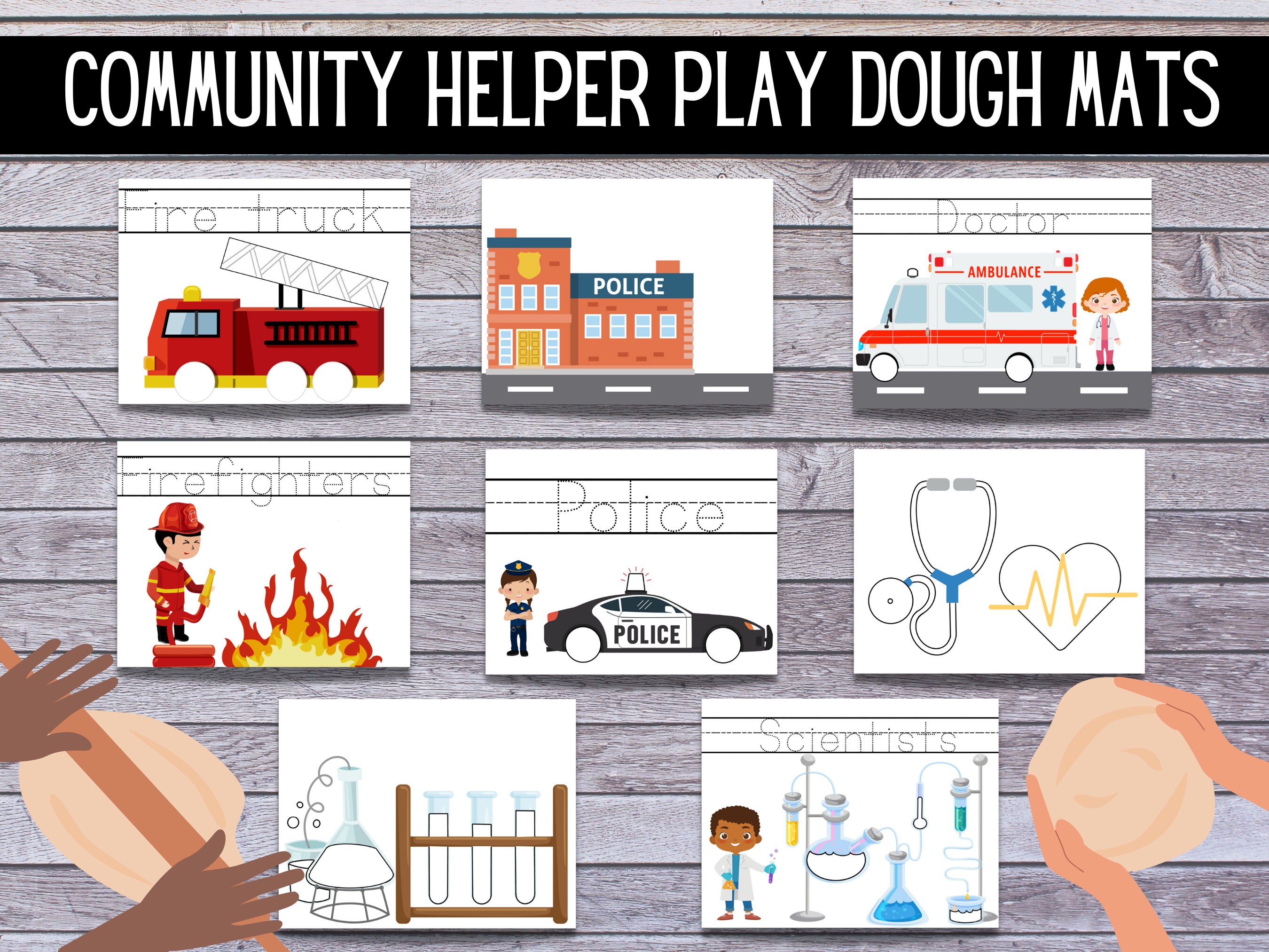 Community Helpers Playdough Mats: Fine Motor Skills Activity (printable ...