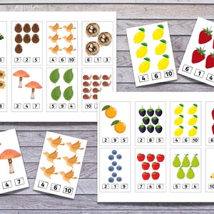 Printable Clip Cards Bundle, Montessori Counting Cards, Clip Cards ...