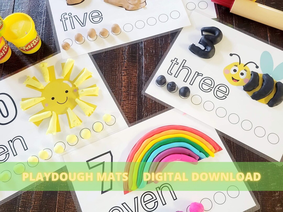 Counting and Numbers Play Dough Mats, Printable Preschool Activities ...