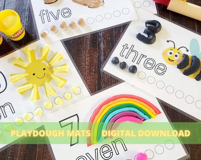 Counting Play Dough Mats: Printable Number Cards, Fine Motor Skills ...