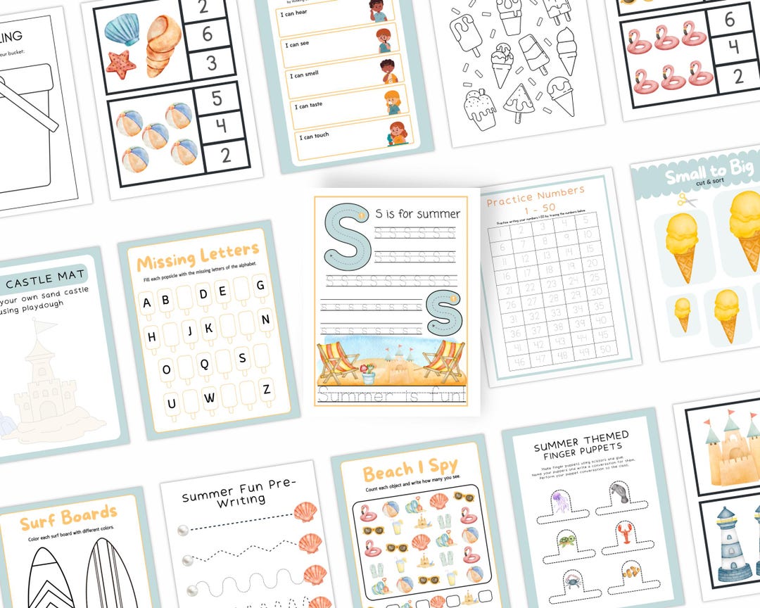 Summer Preschool Worksheet Bundle | Pre-k & Kindergarten Printable ...