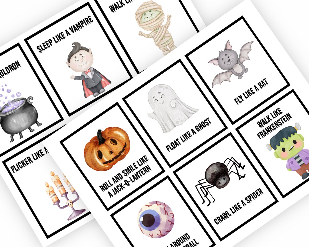 Halloween Movement Cards: Preschool Activity Printables (digital ...