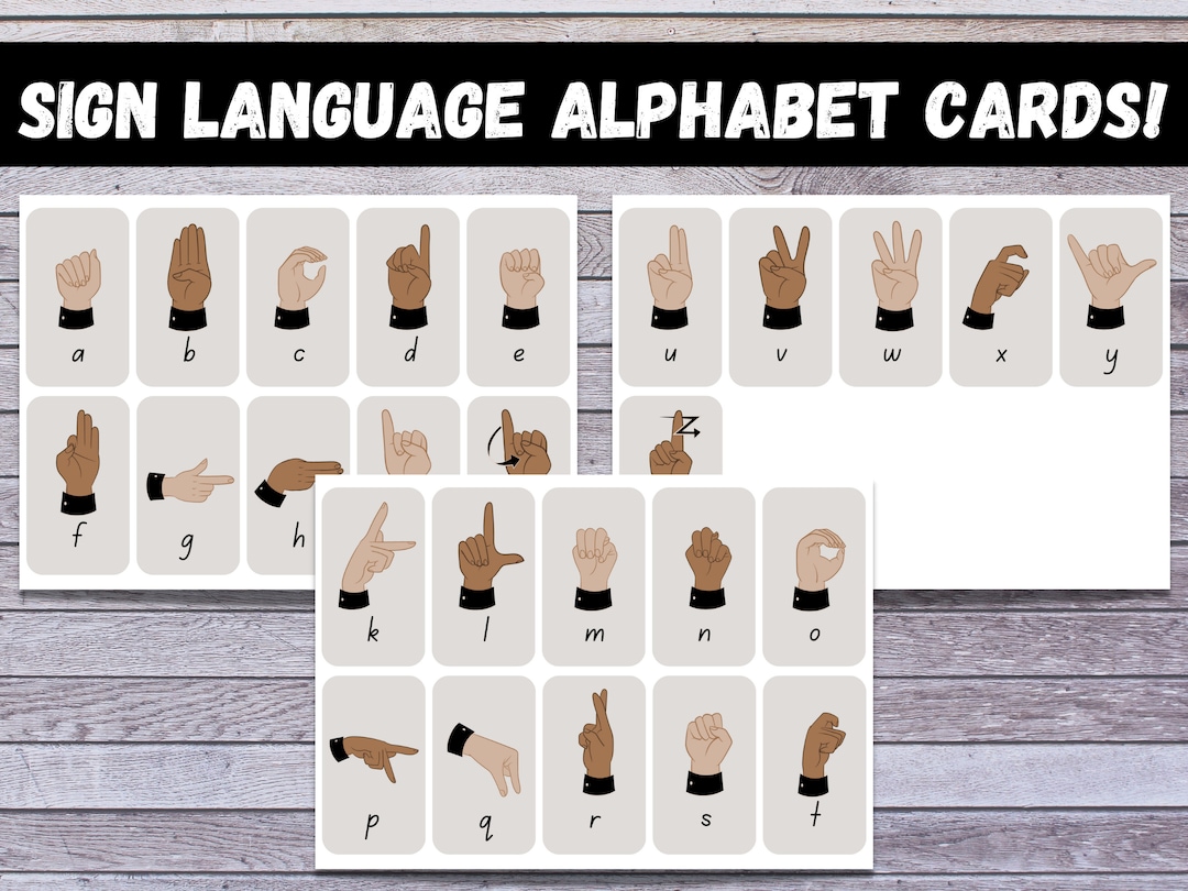 American Sign Language Alphabet-sign Language Flash Cards-print and Cut ...