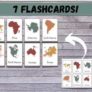Continents Flashcards, Continents of the World, Preschool Printable ...