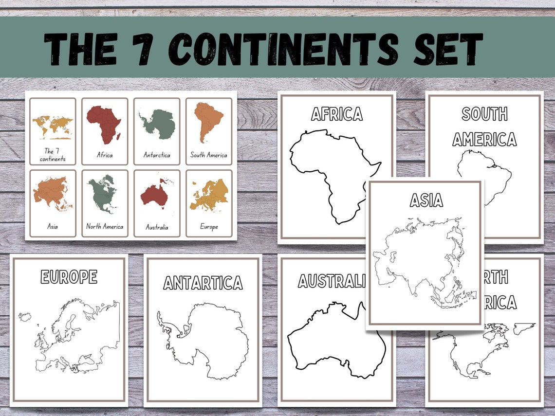 Continents Flashcards Continents of the World Preschool - Etsy