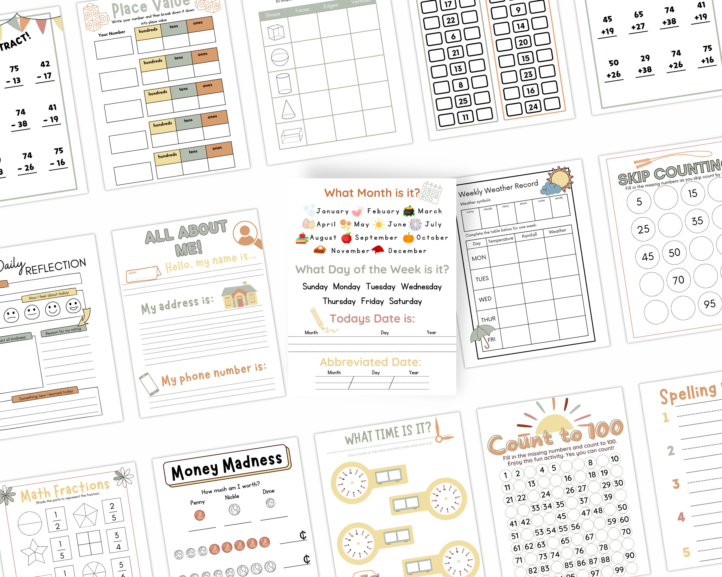First Grade Morning Menu Bundle, First Grade Printable Worksheets ...