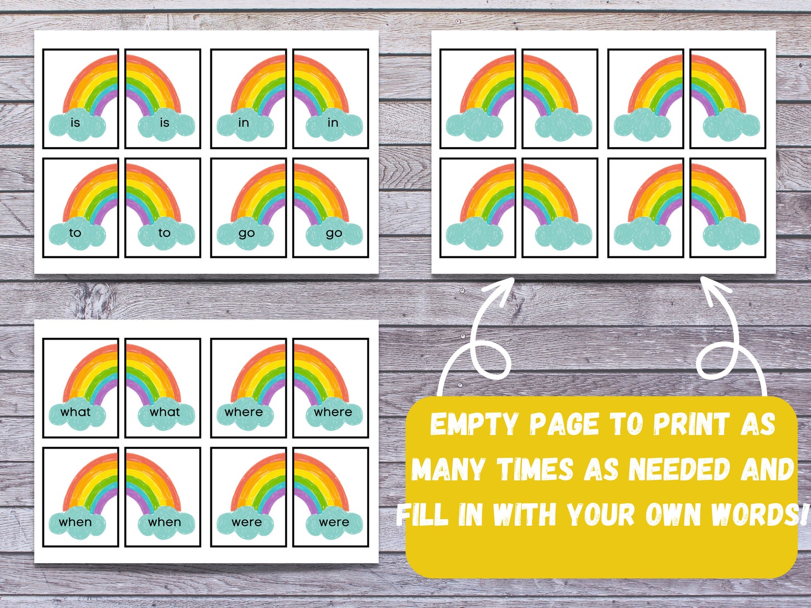 Sight Word Matching, Printable Spelling Game, Kindergarten Sight Words ...