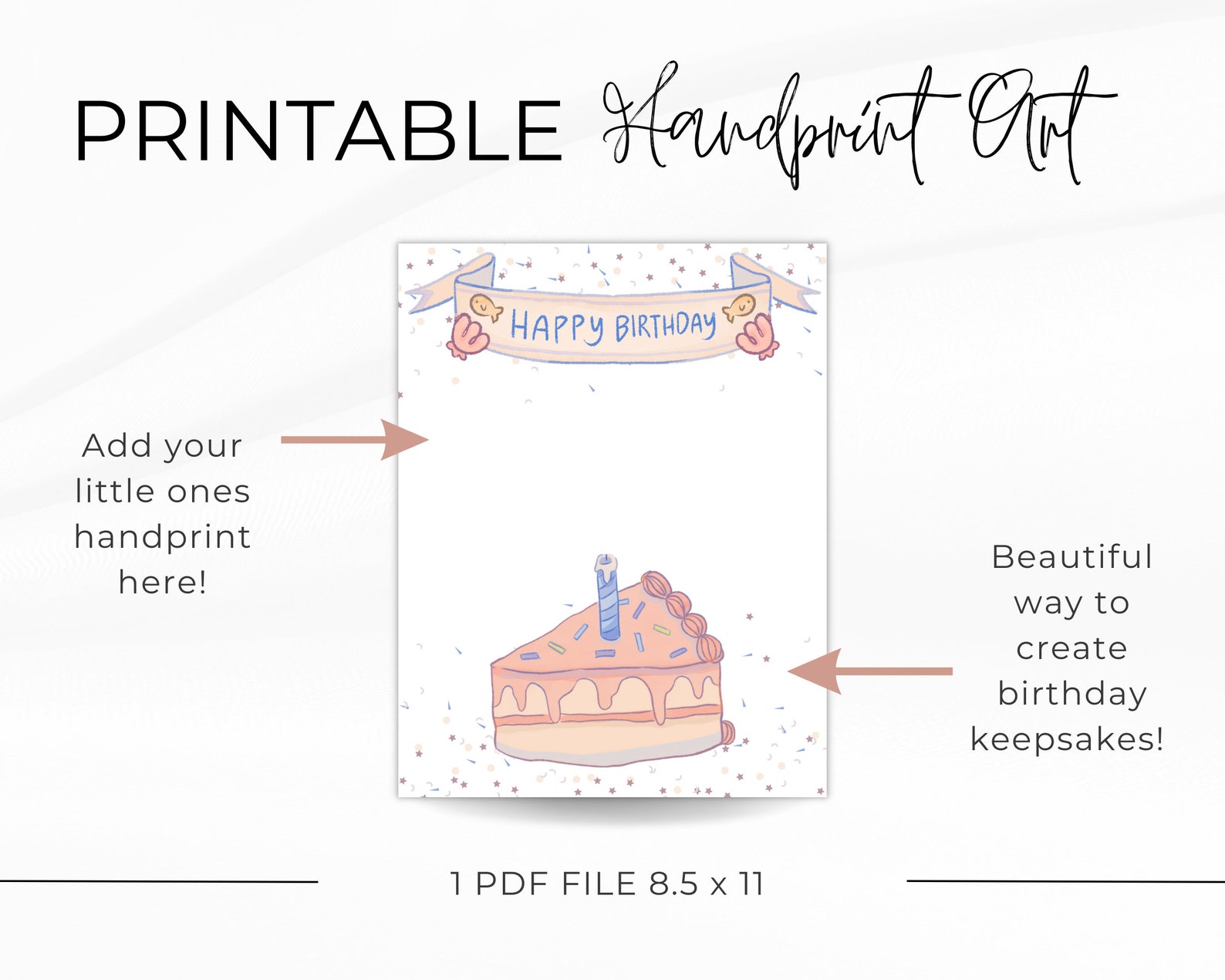 Printable Handprint Art First Birthday Baby Keepsakes - Etsy