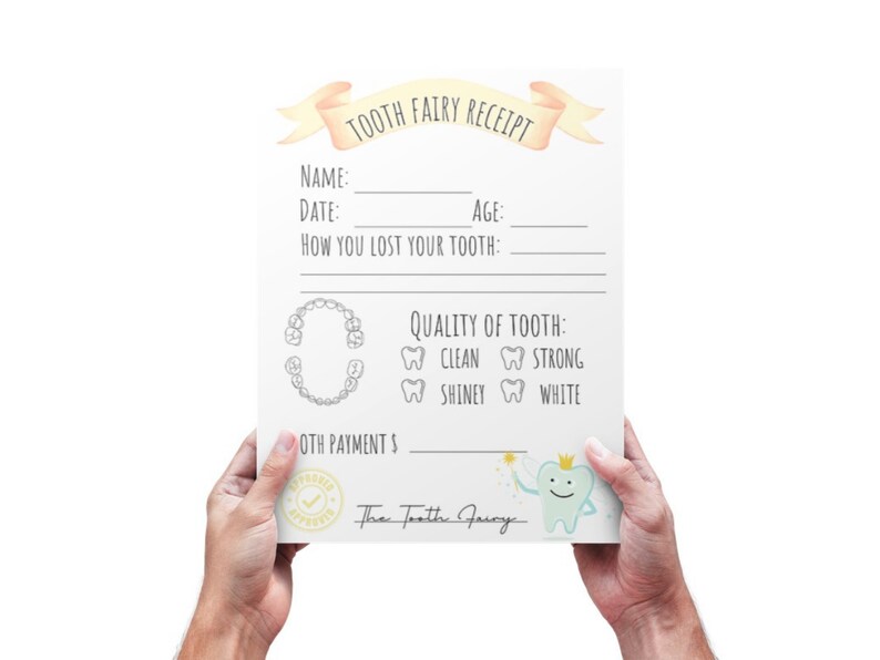 Printable Tooth Fairy Receipt Certificate Tooth Record Chart - Etsy