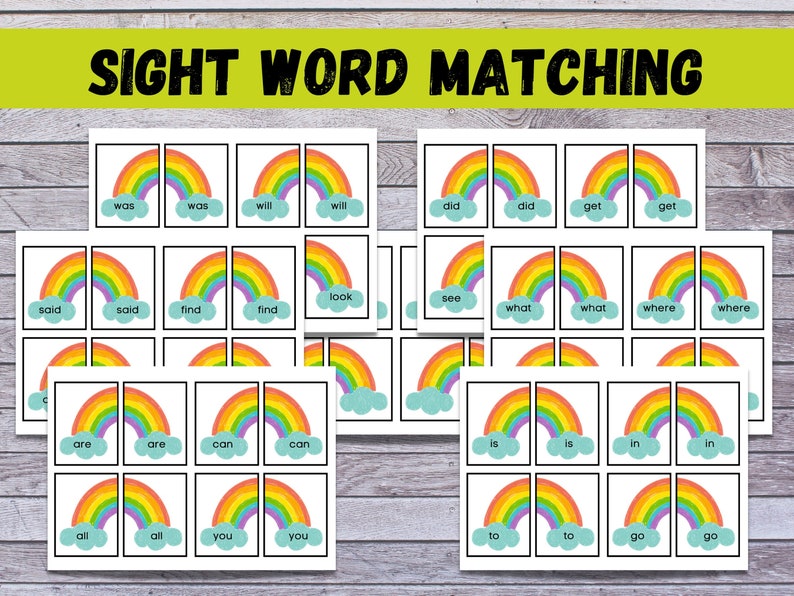 Sight Word Matching Printable Spelling Game Kindergarten - Etsy