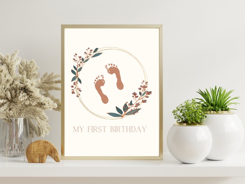 Printable Handprint Art First Birthday Baby Keepsakes - Etsy