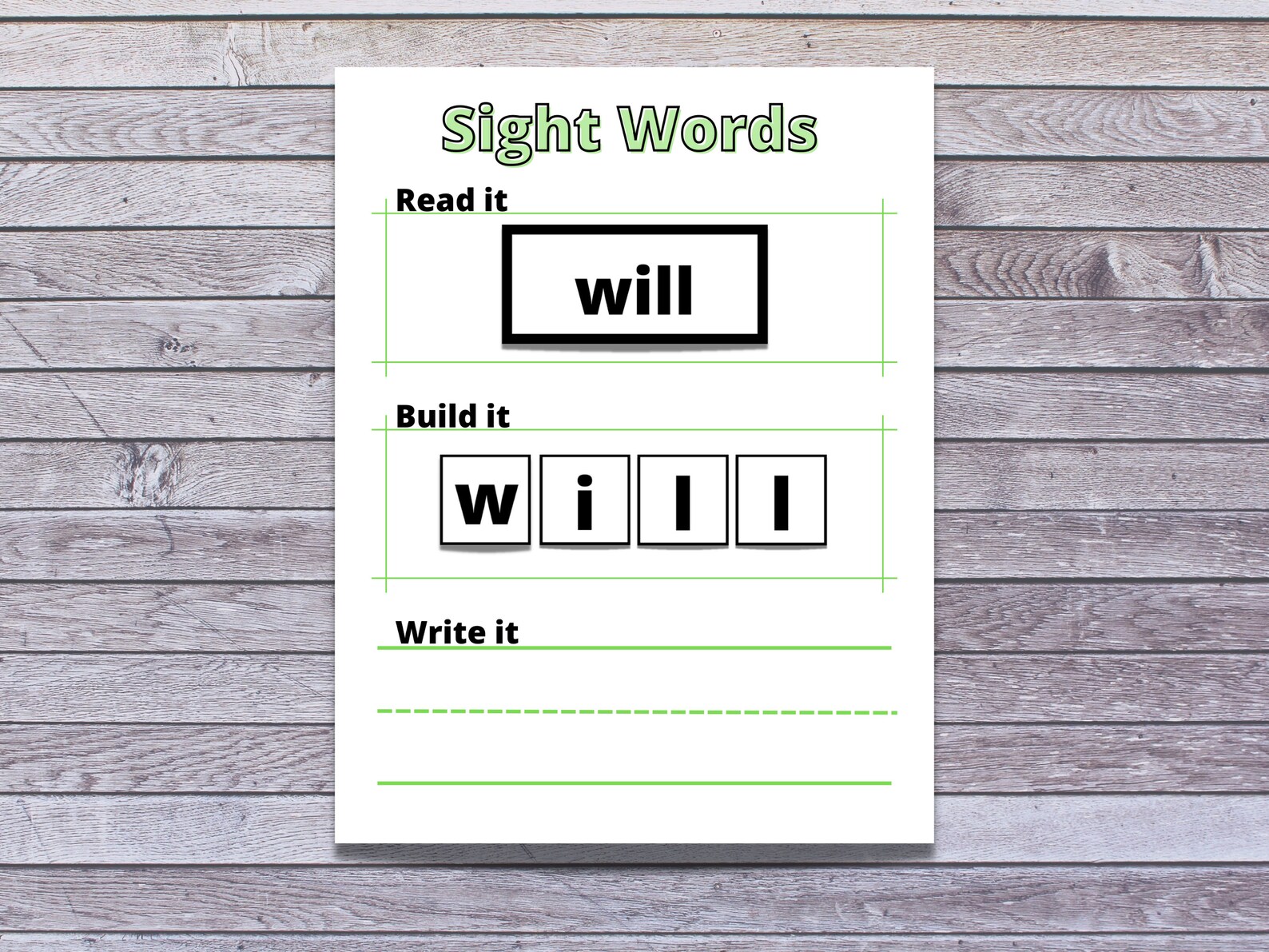 Sight Word Practice Printable Spelling Game Kindergarten - Etsy