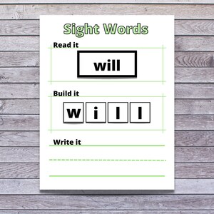 Sight Word Practice, Printable Spelling Game, Kindergarten Sight Words ...