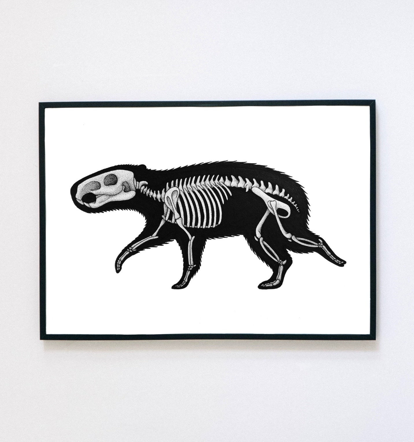 Capybara Skeleton Stippling Art Print - Etsy UK