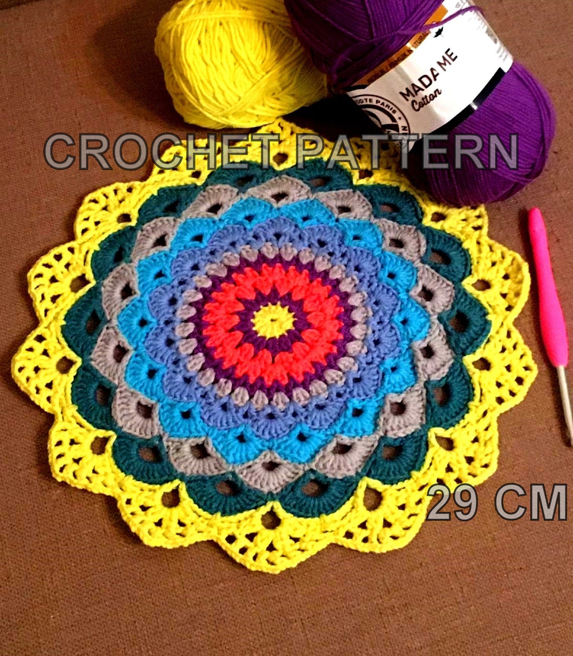 Crochet Pattern Mandala Pattern, Flower Mandala Pattern, Crochet ...