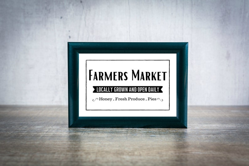 Farmers Market Printable Sign, 20x10, A4, Svg, Kitchen Printable Sign ...