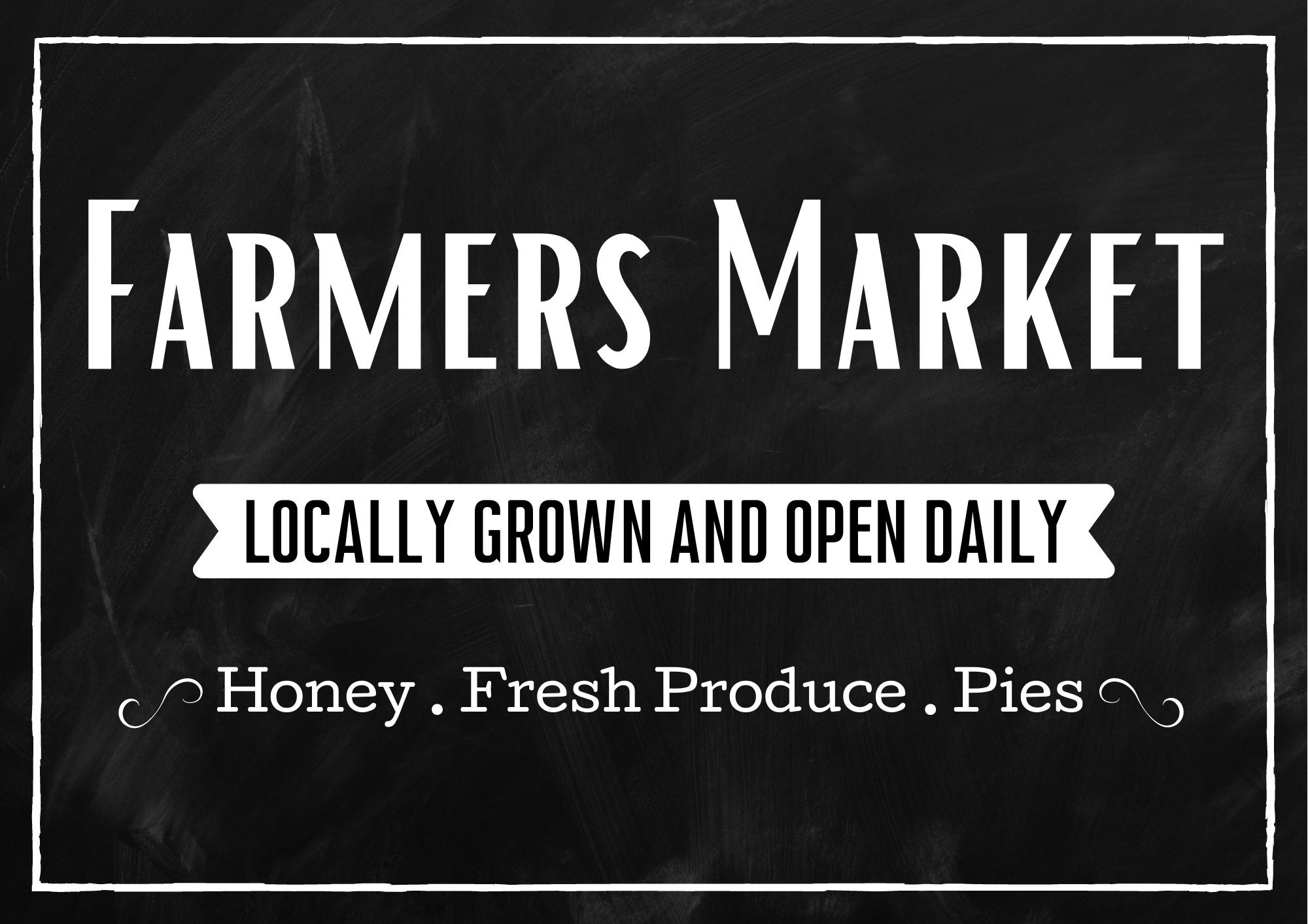 Farmers Market Printable Sign, 20x10, 24x16, A4, Svg, Kitchen Printable ...