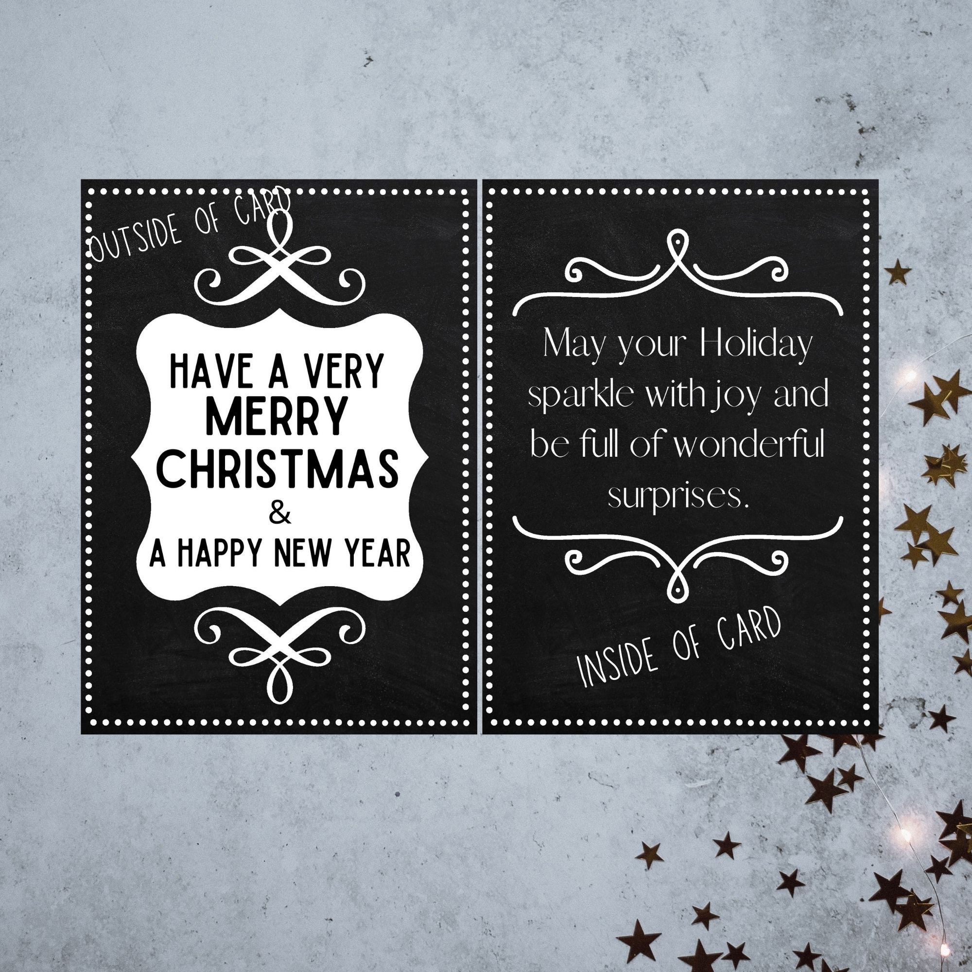 Printable Christmas Cards, Black and White Vintage Style Set of 4 ...