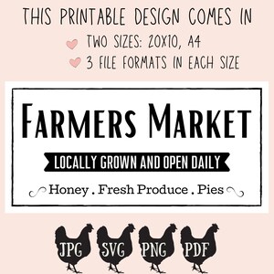 Farmers Market Printable Sign, 20x10, A4, Svg, Kitchen Printable Sign ...