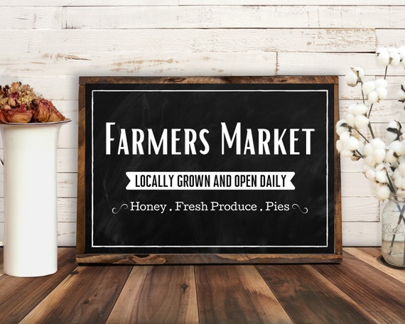 Farmers Market Printable Sign 20x10 24x16 A4 Svg Kitchen | Etsy