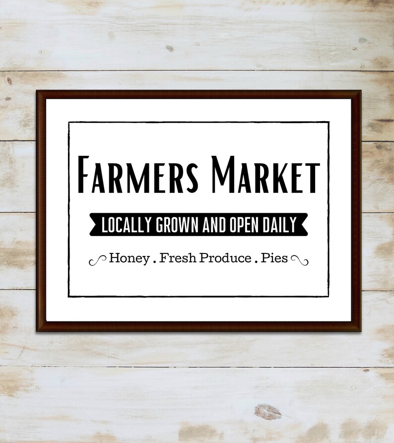 Farmers Market Printable Sign, 20x10, A4, Svg, Kitchen Printable Sign ...