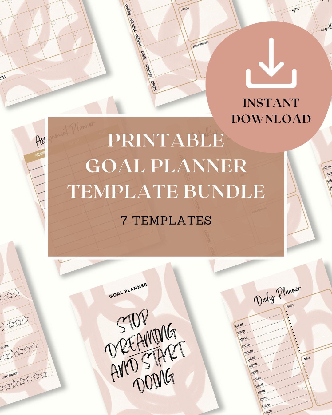 Printable Goal Planner Bundle, Daily, Weekly, Monthly, Yearly Planner ...