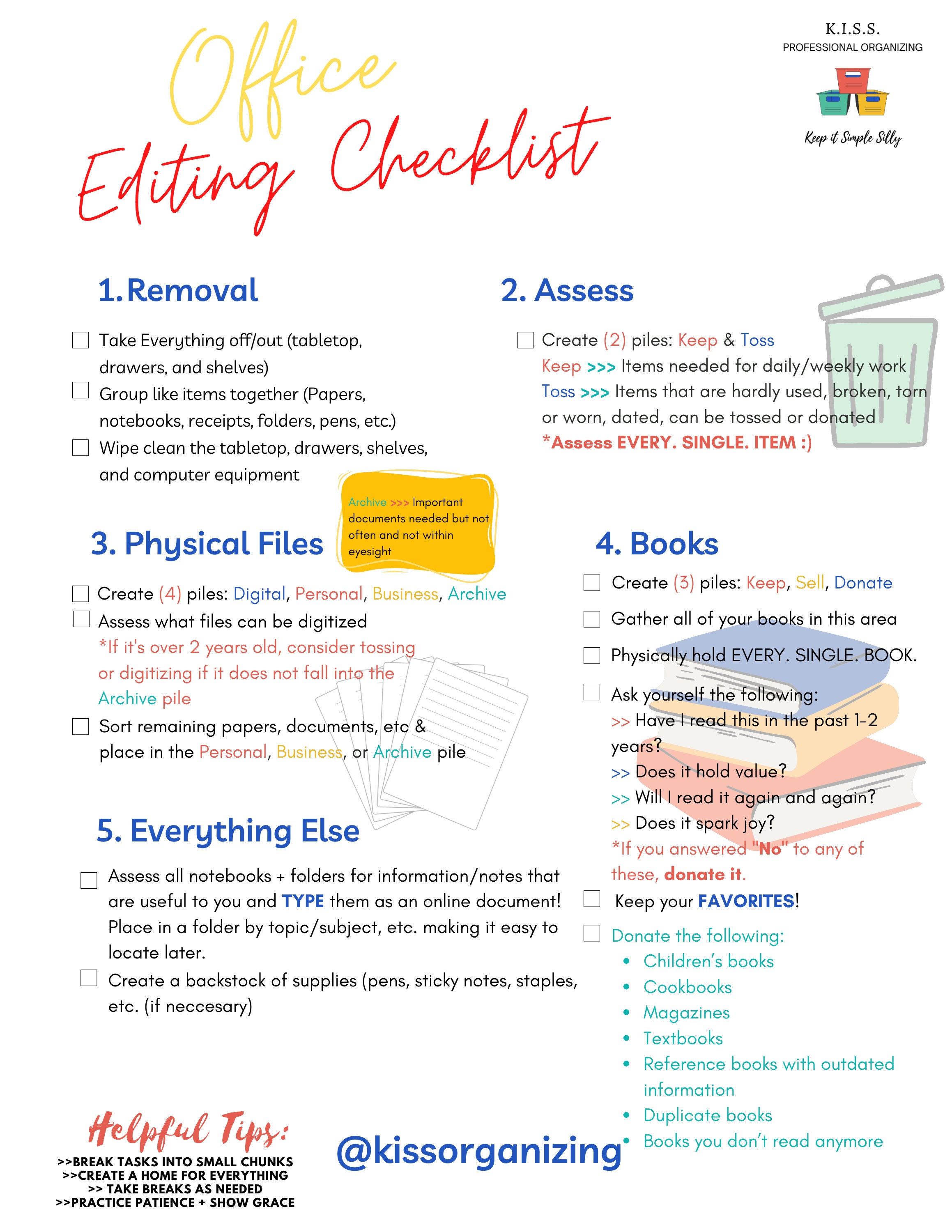 Declutter Printable, Declutter Checklist, Template, Office Edit ...