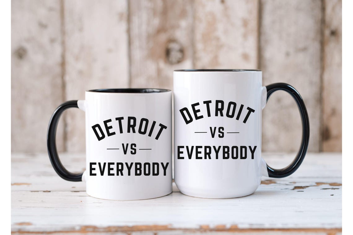Detroit Versus Everybody Coffee Cup - 12 or 15 Ounce Size - Lions - Etsy