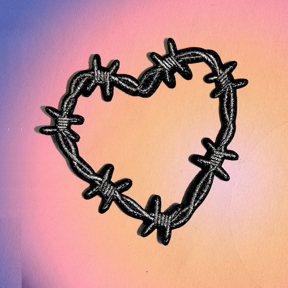 Metallic Barbed Wire Heart Patch - Etsy