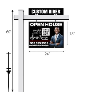 Real Estate Sign + PVC Post + Rider, for Sale, Open House, Realtor ...